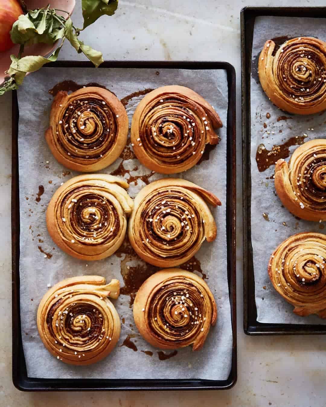 Apple-Cardamom Chelsea Buns - Izy Hossack - Top With Cinnamon